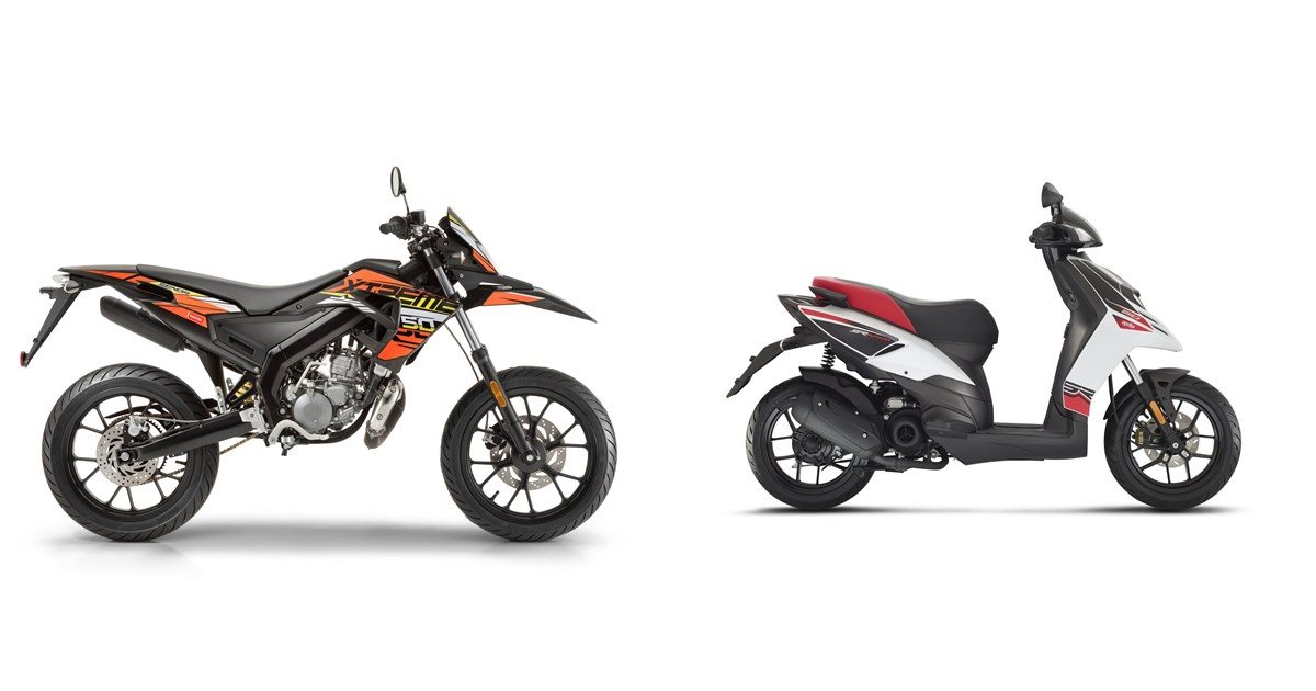 Motorrad Vergleich Derbi Senda DRD X-Treme 50 SM 2018 vs. Aprilia SR 50 Motard 2020