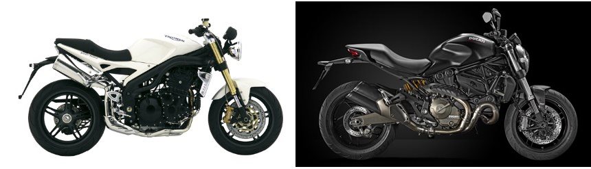 Motorrad Vergleich Triumph Speed Triple 1050 2007 vs. Ducati Monster ...