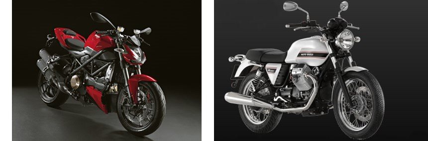 Ducati Streetfighter 2010 vs Moto Guzzi V7 Classic 2009