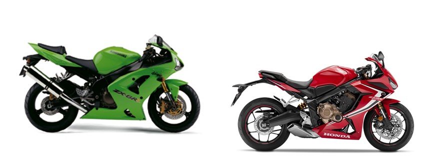 Motorrad Vergleich Kawasaki Ninja ZX-6R 2005 vs. Honda CBR650R 2019