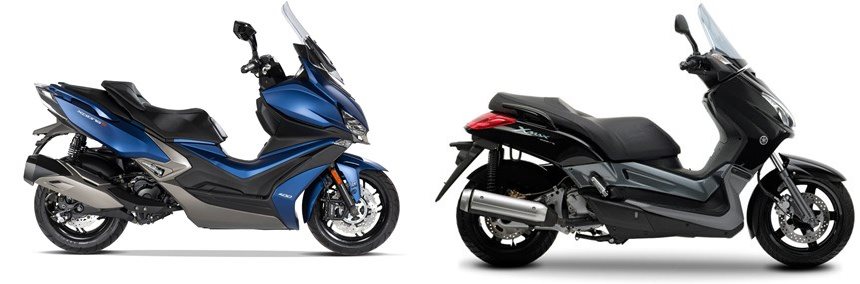 Motorrad Vergleich Kymco Xciting S 400i ABS 2023 vs. Yamaha X-Max 250 2009