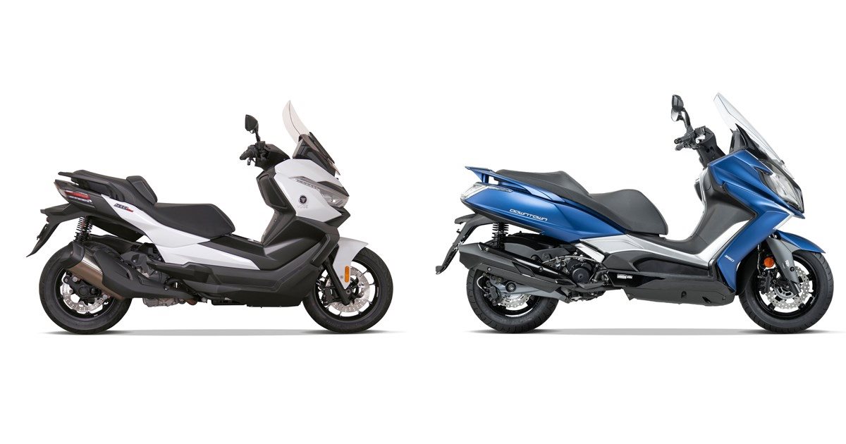 Motorrad Vergleich Voge SR4 350 LUXURY 2025 vs. Kymco New Downtown 350i ABS 2022