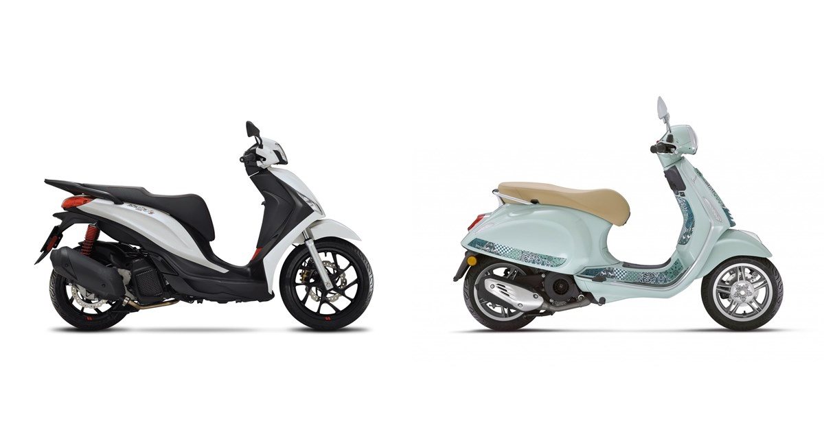 Motorrad Vergleich Piaggio Medley 125 S 2025 vs. Vespa Primavera 125 Batik 2025