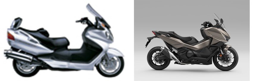 Motorrad Vergleich Suzuki Burgman 650 2006 vs. Honda Forza 750 2025