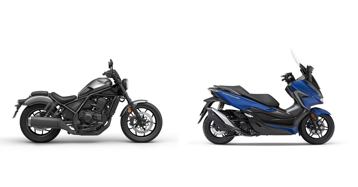 Motorrad Vergleich Honda CMX1100 Rebel DCT 2024 vs. Honda Forza 350 2022