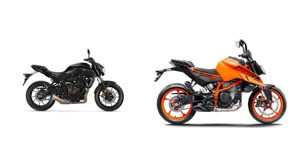 Motorrad Vergleich Yamaha MT-07 2020 vs. KTM 390 Duke 2025