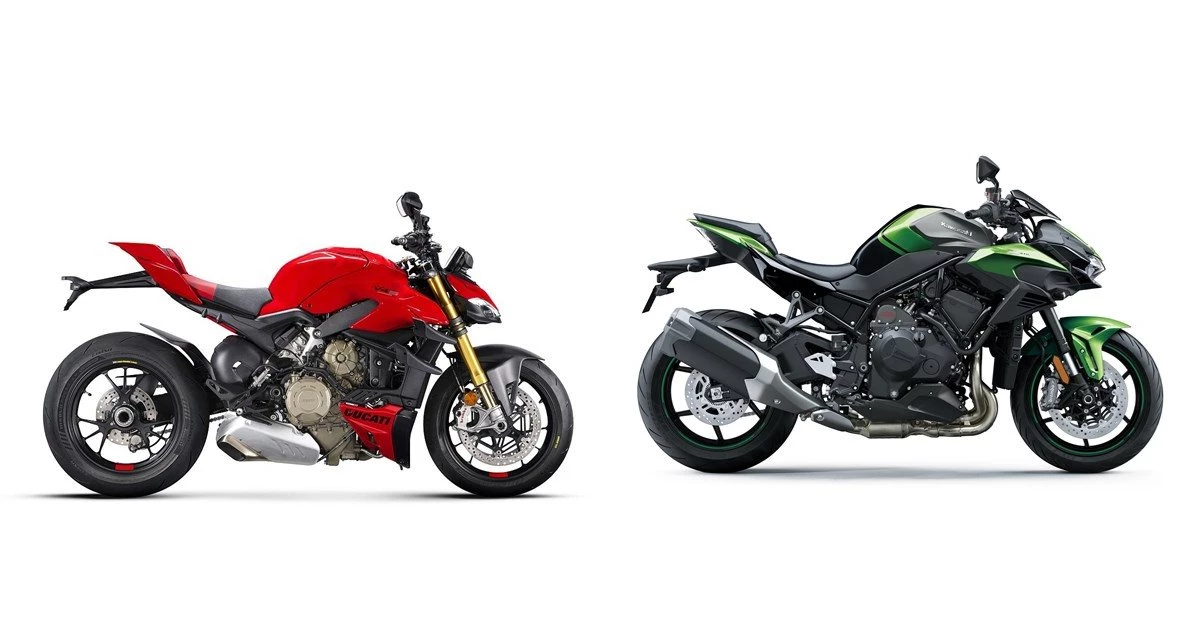 Motorrad Vergleich Ducati Streetfighter V4 S 2023 vs. Kawasaki Z H2 2025