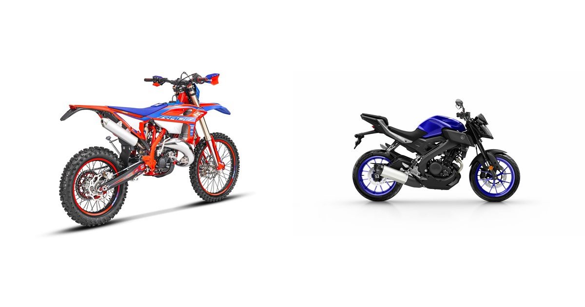Motorrad Vergleich Beta RR Race 2T 125 2025 vs. Yamaha MT-125 2018