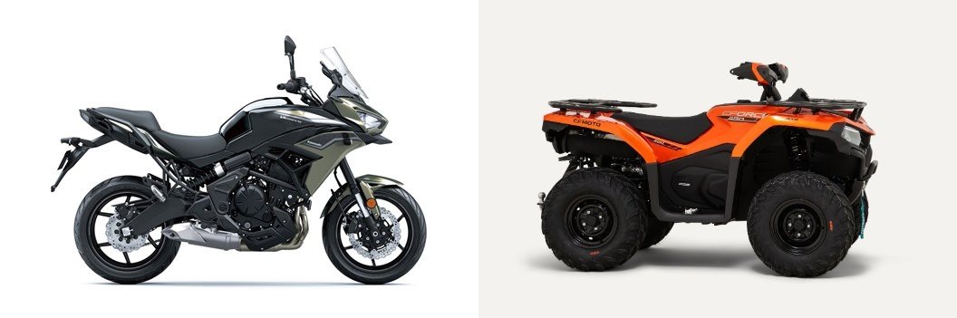 Motorrad Vergleich Kawasaki Versys 650 2023 vs. CFMOTO CFORCE 450 S 2025