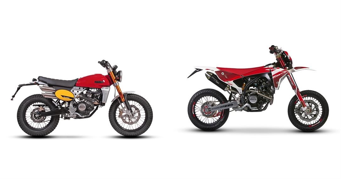 Motorrad Vergleich Fantic Caballero Scrambler 125 2019 vs. Fantic XMF 125 Competition 2024
