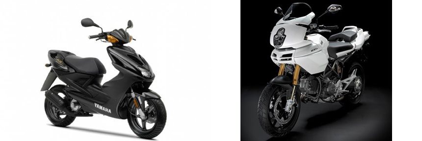 Motorrad Vergleich Yamaha Aerox R 2010 vs. Ducati Multistrada 1100 S 2009