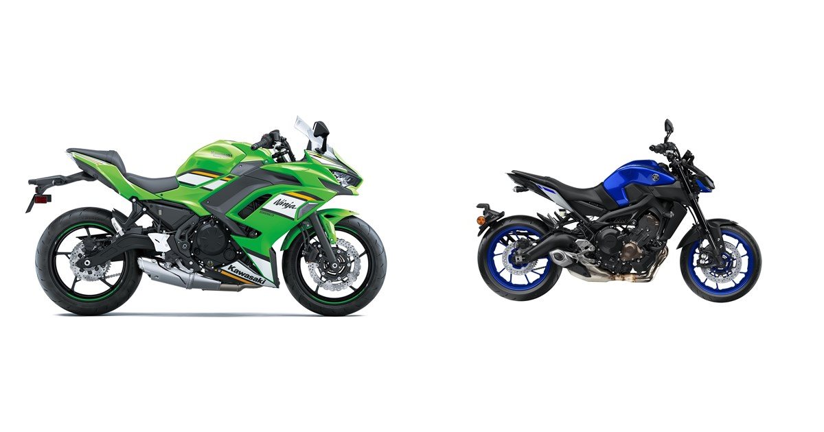 Motorrad Vergleich Kawasaki Ninja 650 2025 vs. Yamaha MT-09 2017