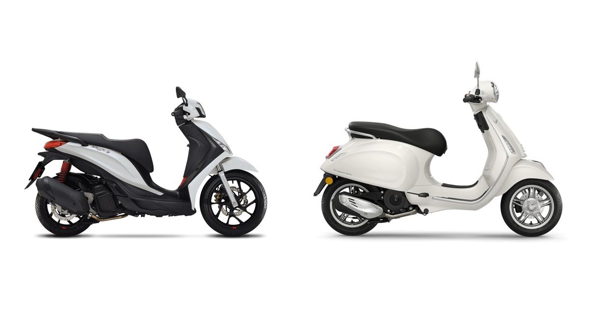 Motorrad Vergleich Piaggio Medley 125 S 2025 vs. Vespa Primavera 125 2025
