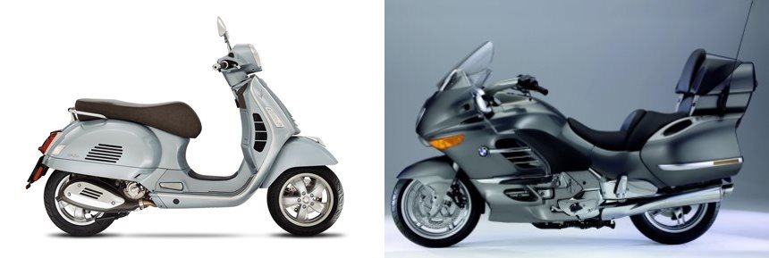 Vespa GTS 300 hpe 2021 vs BMW K 1200 LT 2009