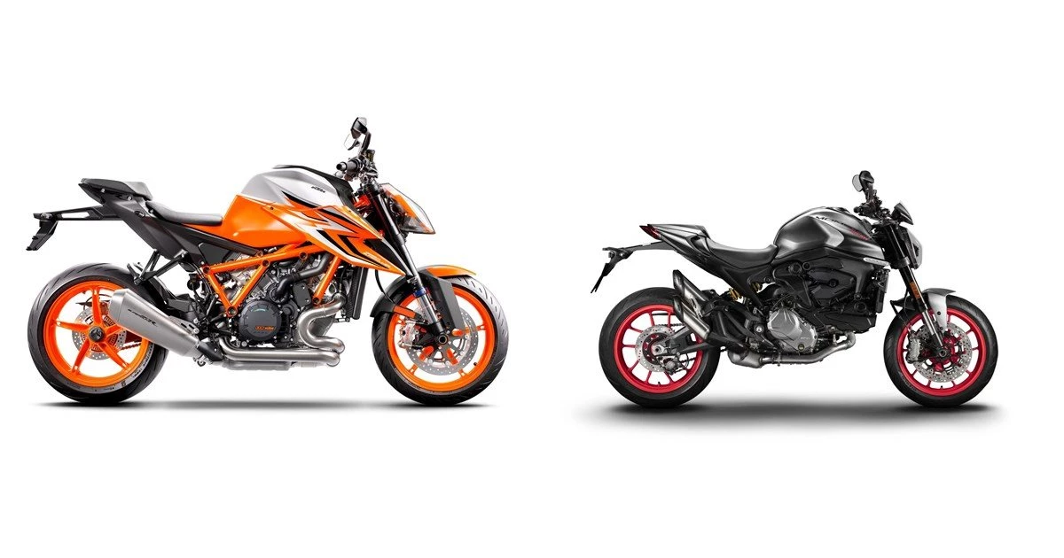 Motorrad Vergleich KTM 1290 Super Duke R EVO 2023 vs. Ducati Monster + 2021