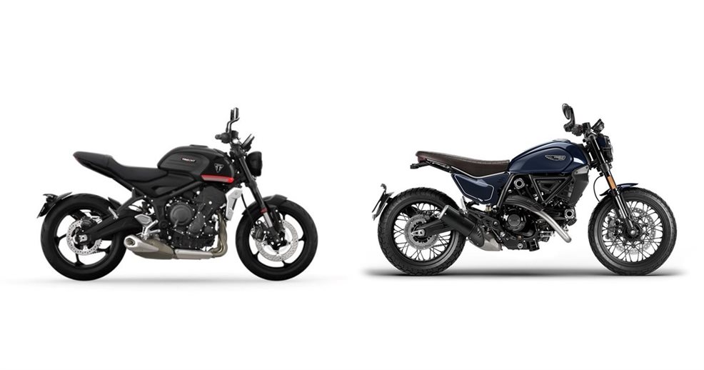 Motorrad Vergleich Triumph Trident 660 2023 vs. Ducati Scrambler Nightshift 2025