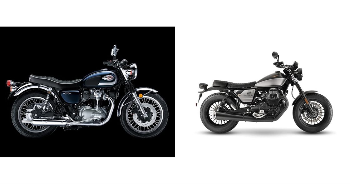 Motorrad Vergleich Kawasaki W800 2021 vs. Moto Guzzi V9 Bobber Special Edition 2025