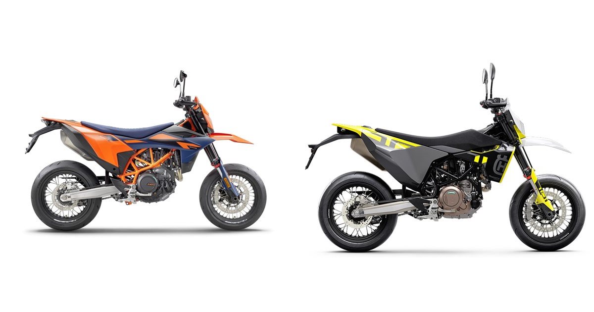 Motorrad Vergleich KTM 690 SMC R 2026 vs. Husqvarna 701 Supermoto 2024