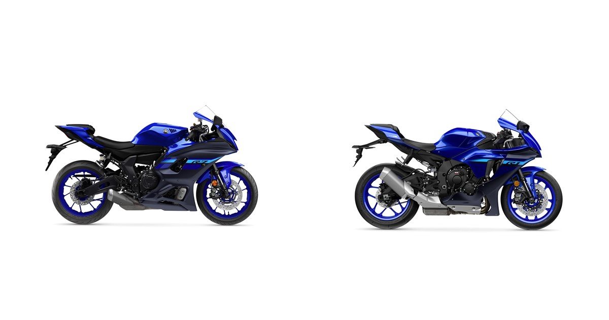 Confronto tra moto Yamaha R7 35 kW 2025 VS. Yamaha R1 2024