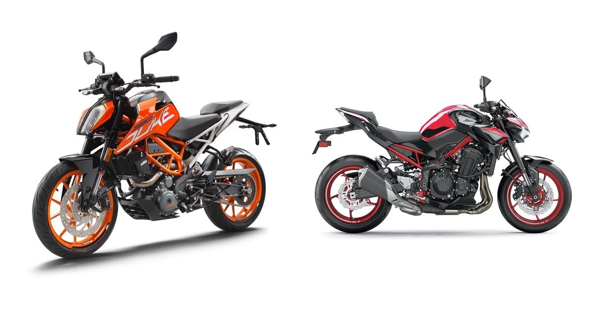 Motorrad Vergleich KTM 390 Duke 2017 vs. Kawasaki Z900 2024