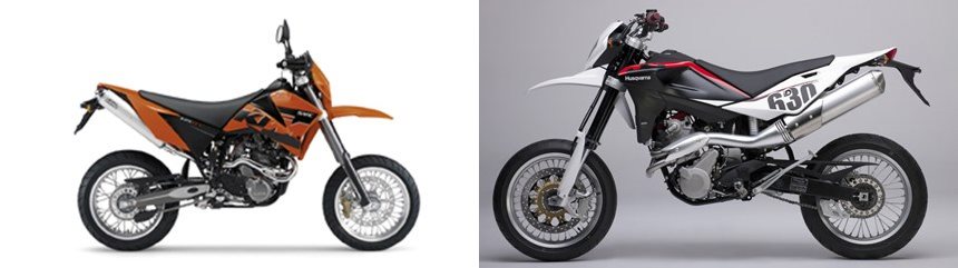 Motorrad Vergleich KTM 625 SMC 2006 vs. Husqvarna SM 630 2010