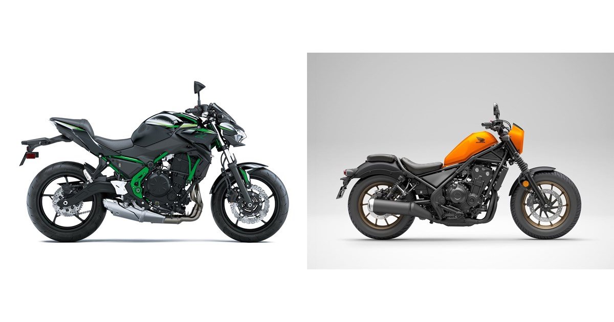 Confronto tra moto Kawasaki Z650 2025 VS. Honda CMX500 Rebel S 2025
