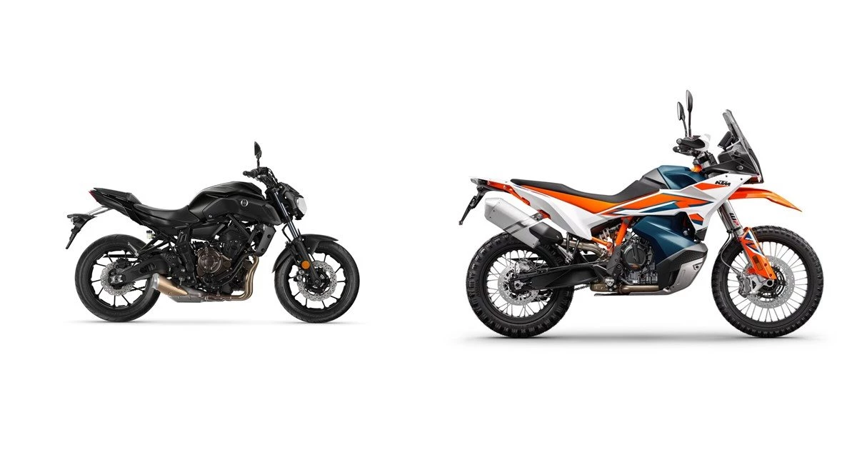 Motorrad Vergleich Yamaha MT-07 2020 vs. KTM 890 Adventure R 2024