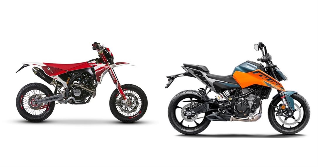 Confronto tra moto Fantic XMF 125 Competition 2024 VS. KTM 125 Duke 2025