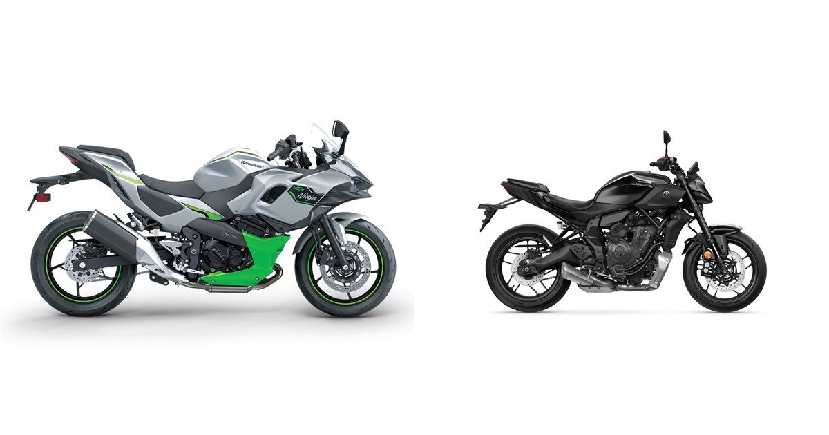 Motorrad Vergleich Kawasaki Ninja 7 Hybrid 2024 vs. Yamaha MT-07 Y-AMT 2025
