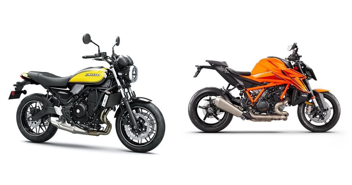Motorrad Vergleich Kawasaki Z650 RS 2025 vs. KTM 1390 Super Duke R 2024