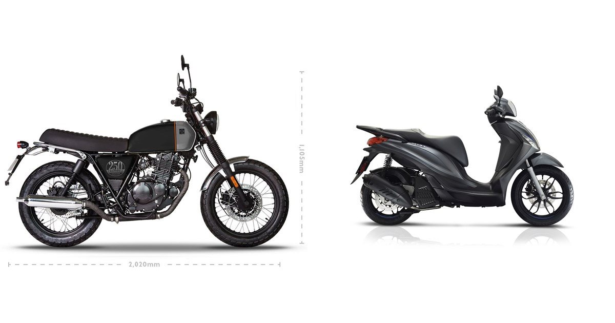 Motorrad Vergleich Brixton Cromwell 250 2021 vs. Piaggio Medley 125 ie IGET 2018