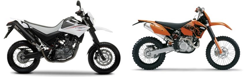 Motorrad Vergleich Yamaha XT 660X 2009 vs. KTM 450 EXC 2007