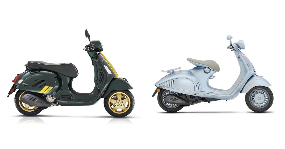 Comparaison des motos Vespa GTS 125 Super Racing Sixties 2021 VS. Vespa 946 Snake 2025