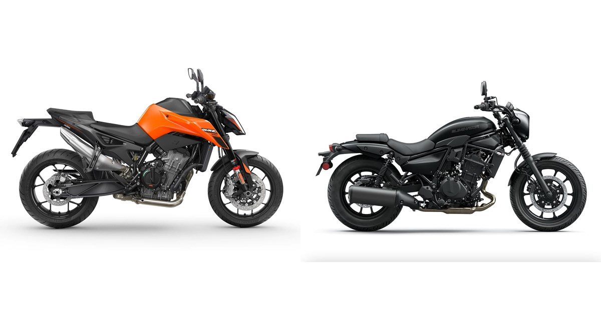 Motorrad Vergleich KTM 790 Duke 2025 vs. Kawasaki Eliminator 500 SE 2024