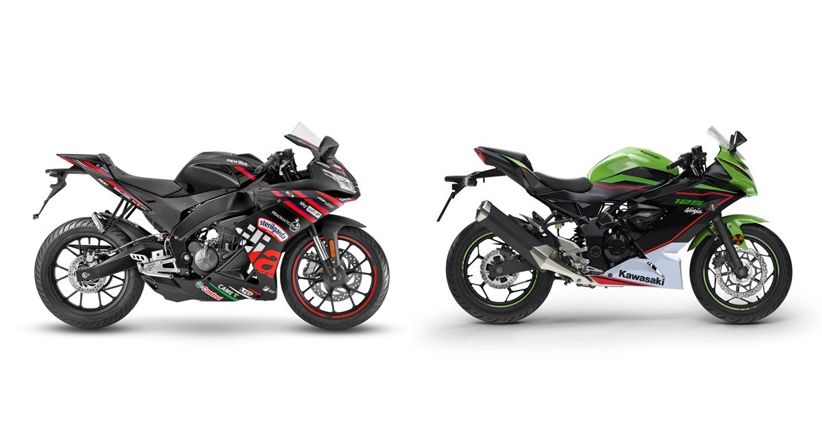 Motorrad Vergleich Aprilia RS 125 GP Replica 2025 vs. Kawasaki Ninja ...