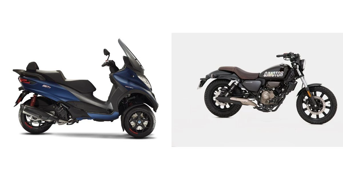 Confronto tra moto Piaggio MP3 500 Sport Advanced 2022 VS. QJ Motor SRV ...