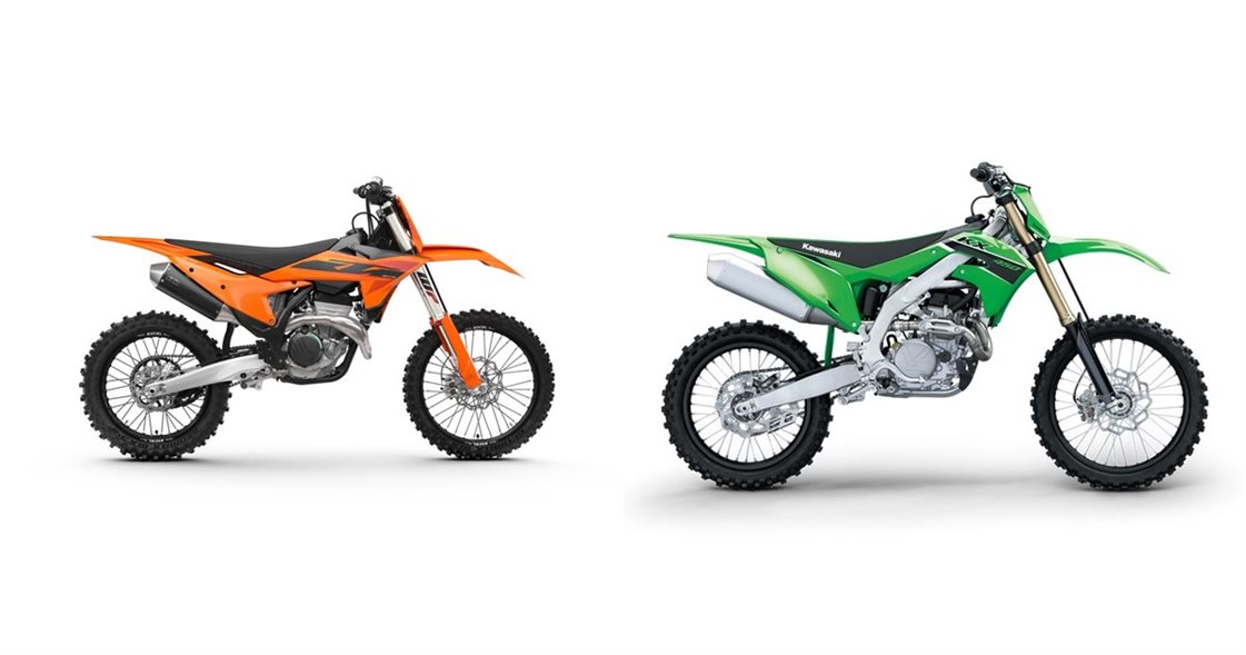 Motorrad Vergleich KTM 350 SX-F 2025 vs. Kawasaki KX 450 2023