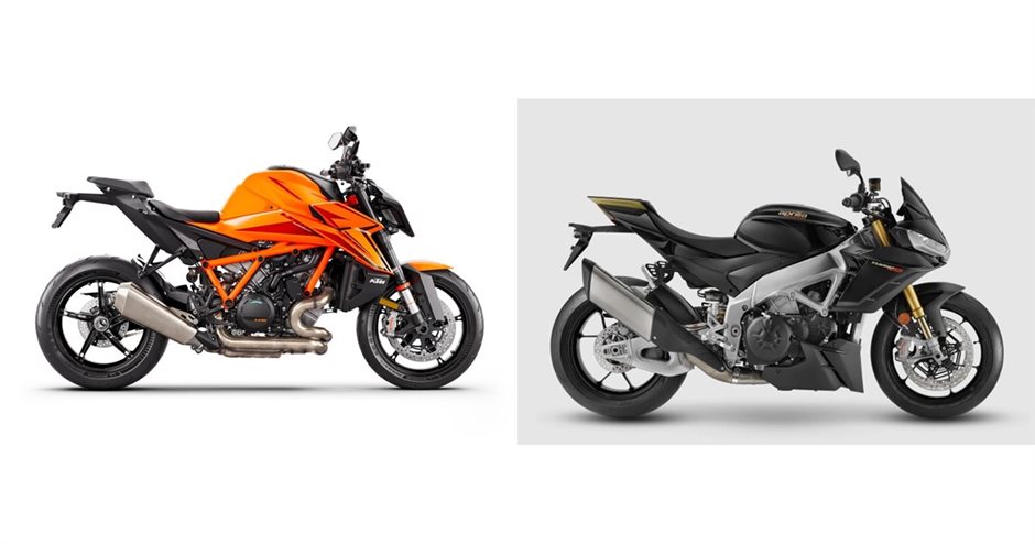 Confronto tra moto KTM 1390 Super Duke R 2025 VS. Aprilia Tuono V4 1100 Factory 2023
