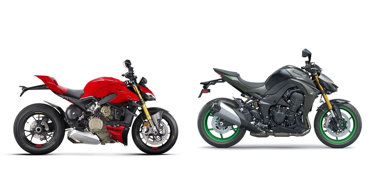 Motorrad Vergleich Ducati Streetfighter V4 S 2023 vs. Kawasaki Z1100 SE 2026