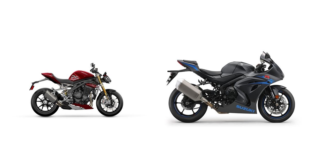 Motorrad Vergleich Triumph Speed Triple 1200 RS 2024 vs. Suzuki GSX-R ...