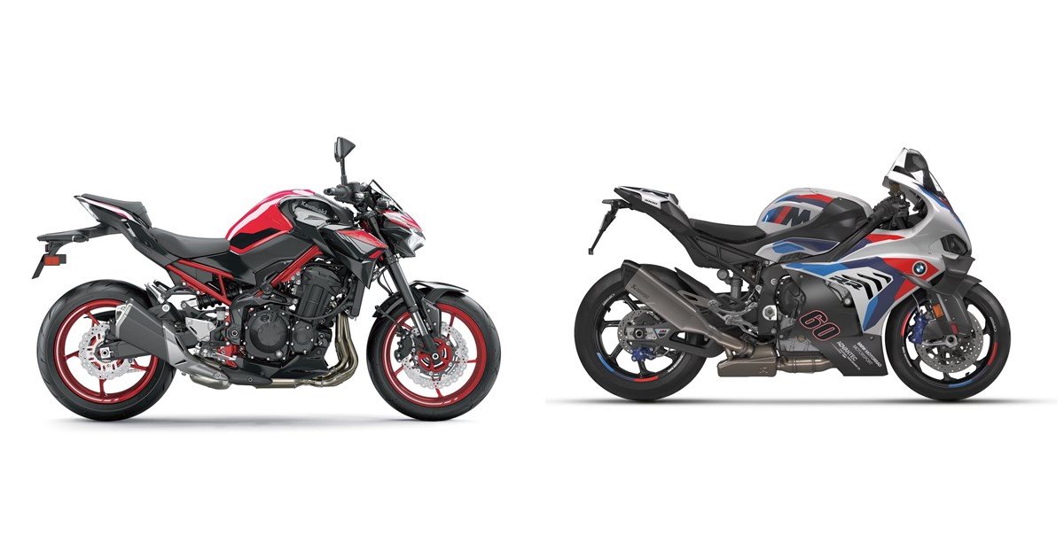 Motorrad Vergleich Kawasaki Z900 2024 vs. BMW M 1000 RR 2025