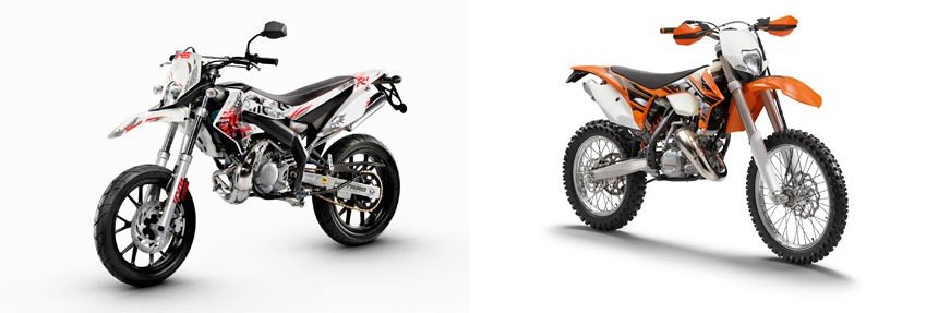 Derbi Senda DRD Racing 50 SM 2012 vs KTM 125 EXC 2013
