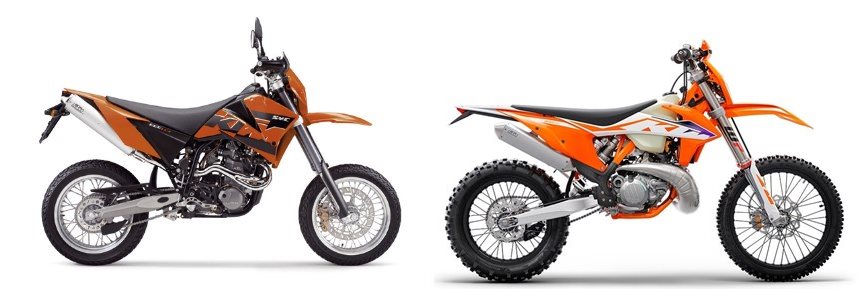 Motorrad Vergleich KTM 660 SMC 2005 vs. KTM 300 EXC 2023