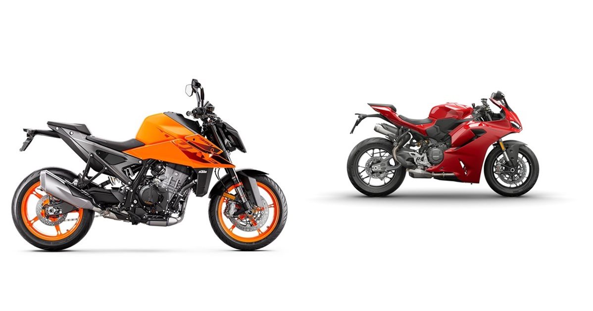 Motorrad Vergleich KTM 990 Duke 2024 vs. Ducati Panigale V2 2025