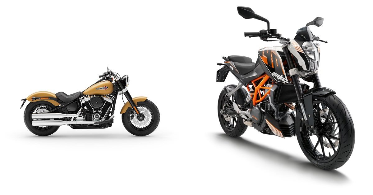 Motorrad Vergleich Harley-Davidson Softail Slim FLSL 2019 vs. KTM 390 ...