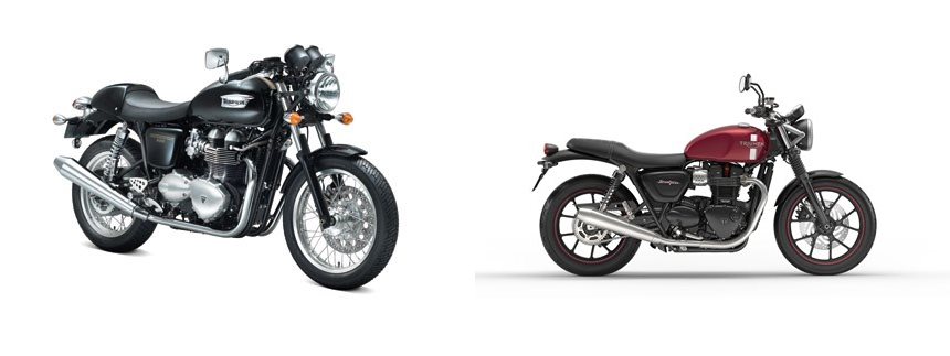Motorrad Vergleich Triumph Thruxton 2012 vs. Triumph Street Twin 2016