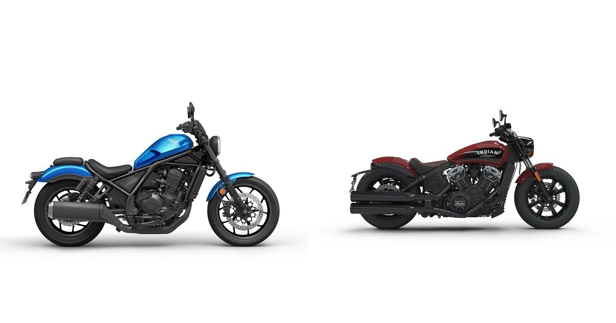 Motorrad Vergleich Honda CMX1100 Rebel 2024 vs. Indian Scout Bobber ...