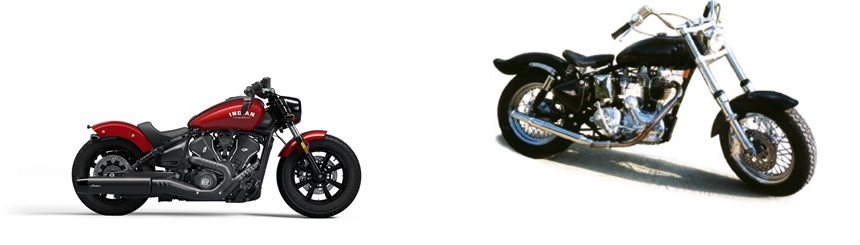 Motorrad Vergleich Indian Scout Bobber 2025 vs. Royal Enfield Fat ...