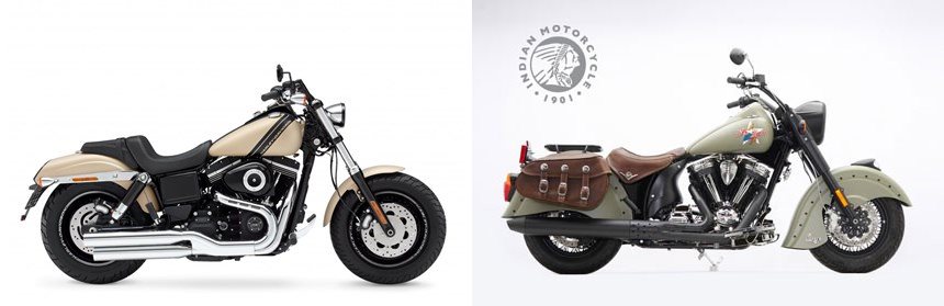 Harley-Davidson Dyna Fat Bob FXDF 2014 vs Indian Chief Bomber 2011