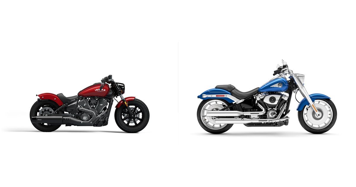 Motorrad Vergleich Indian Scout Bobber 2025 vs. Harley-Davidson Fat Boy ...